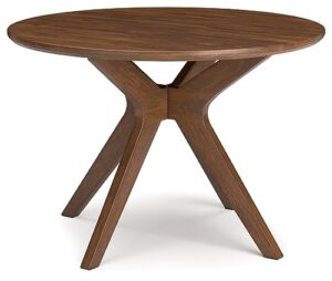 signature design by ashley lyncott traditional round dining room table, seats up to 4, brown