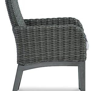 Signature Design by Ashley Elite Park Casual Outdoor Resin Wicker Arm Chair with Cushion, 2 Count, Gray