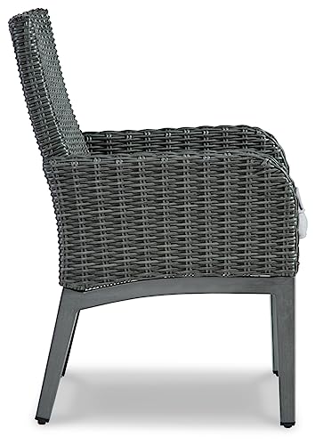 Signature Design by Ashley Elite Park Casual Outdoor Resin Wicker Arm Chair with Cushion, 2 Count, Gray