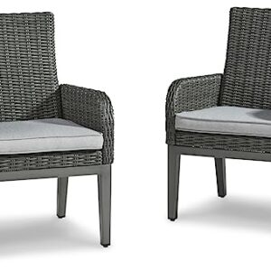 Signature Design by Ashley Elite Park Casual Outdoor Resin Wicker Arm Chair with Cushion, 2 Count, Gray