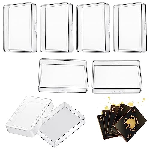 Grevosea 6 Pieces Clear Playing Card Boxes, Playing Card Case Snaps Closed Card Holder Organizer Plastic Card Deck for Gaming Cards, Business Card Storage 3.7 X 2.6 X 0.83 Inch