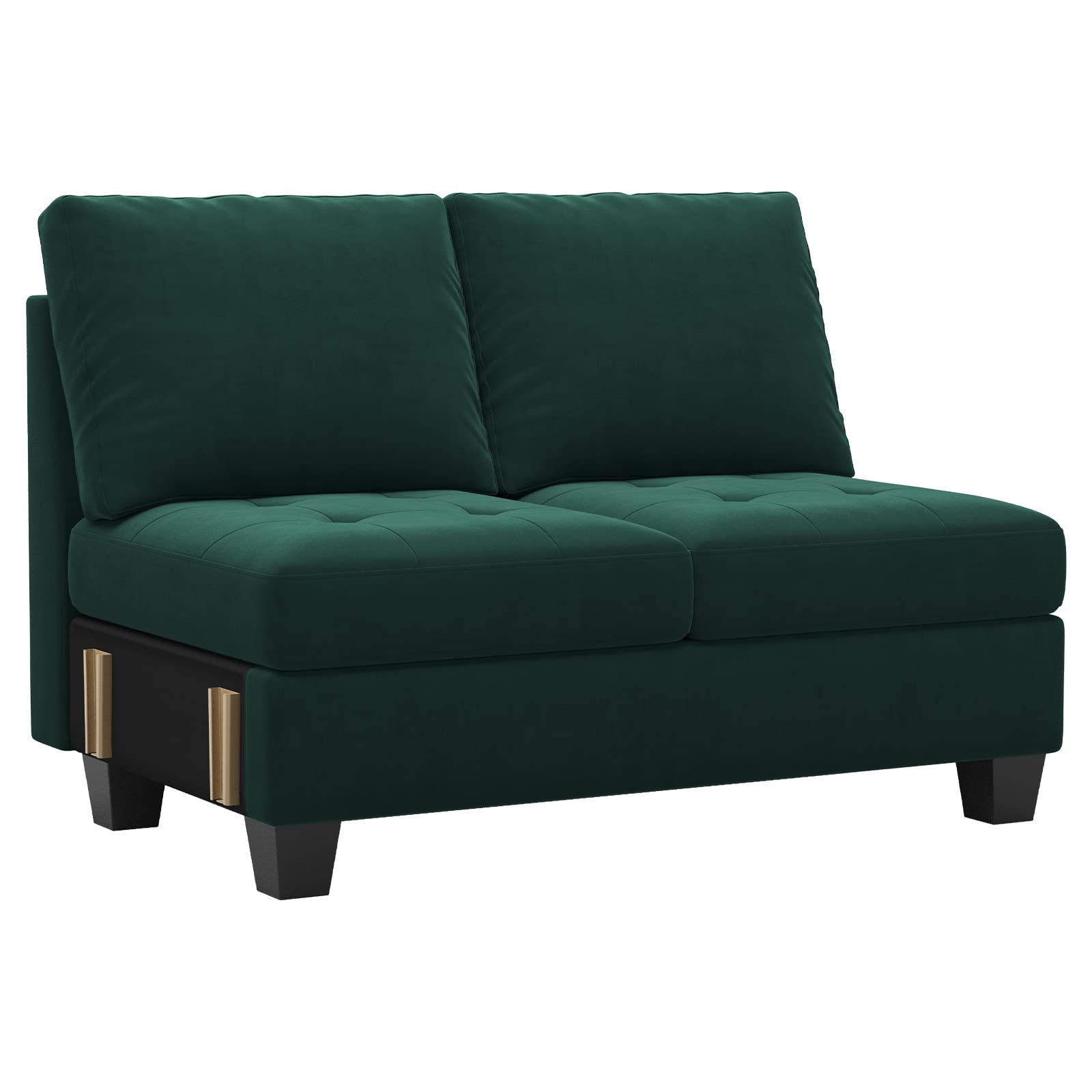 Belffin Velvet Long 2-Seat Module for Modular Sofa Sectional Couch Accent Armless 2 Seater Sofa Couch Chair Modern Fabric Green