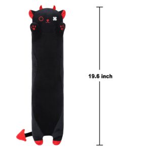 PEACHCAT Long Kitten Plush Pillow Cute Black Cat Stuffed Animal Cat Plush Toy for Kids 19.6"