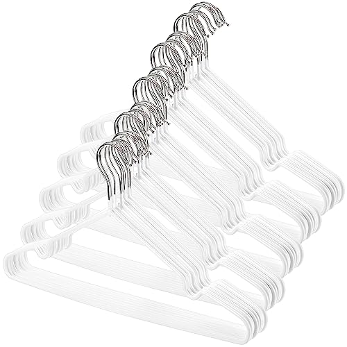 Tosnail 50 Pack 16-Inch Stainless Steel Wire Metal Hangers Non-Slip Hangers Closet Clothes Hangers Space Saving Hangers - White