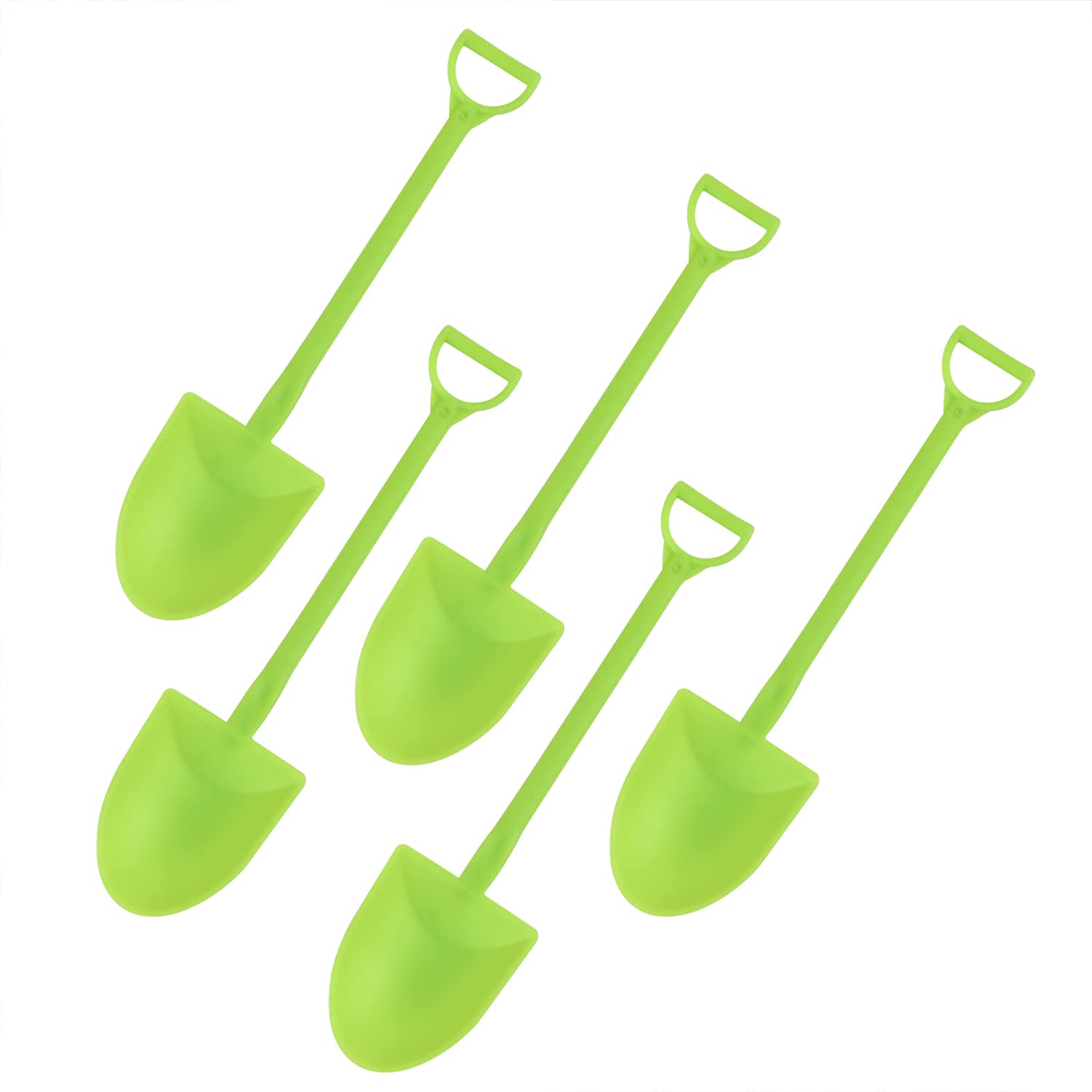 Ouliget Mini Shovel Shape Spoons,Cute Disposable Plastic Dessert Spoons,Ice Cream Dessert Spoon Shovels,100 Pieces,Green,4.7 Inch.