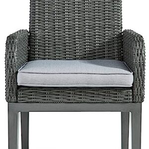 Signature Design by Ashley Elite Park Casual Outdoor Resin Wicker Arm Chair with Cushion, 2 Count, Gray