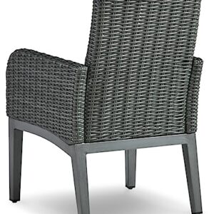 Signature Design by Ashley Elite Park Casual Outdoor Resin Wicker Arm Chair with Cushion, 2 Count, Gray