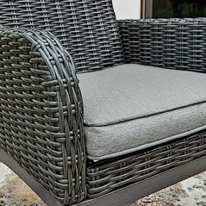 Signature Design by Ashley Elite Park Casual Outdoor Resin Wicker Arm Chair with Cushion, 2 Count, Gray