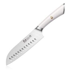 cangshan elbert series german steel forged 7" santoku knife (white)