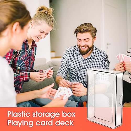 Grevosea 6 Pieces Clear Playing Card Boxes, Playing Card Case Snaps Closed Card Holder Organizer Plastic Card Deck for Gaming Cards, Business Card Storage 3.7 X 2.6 X 0.83 Inch