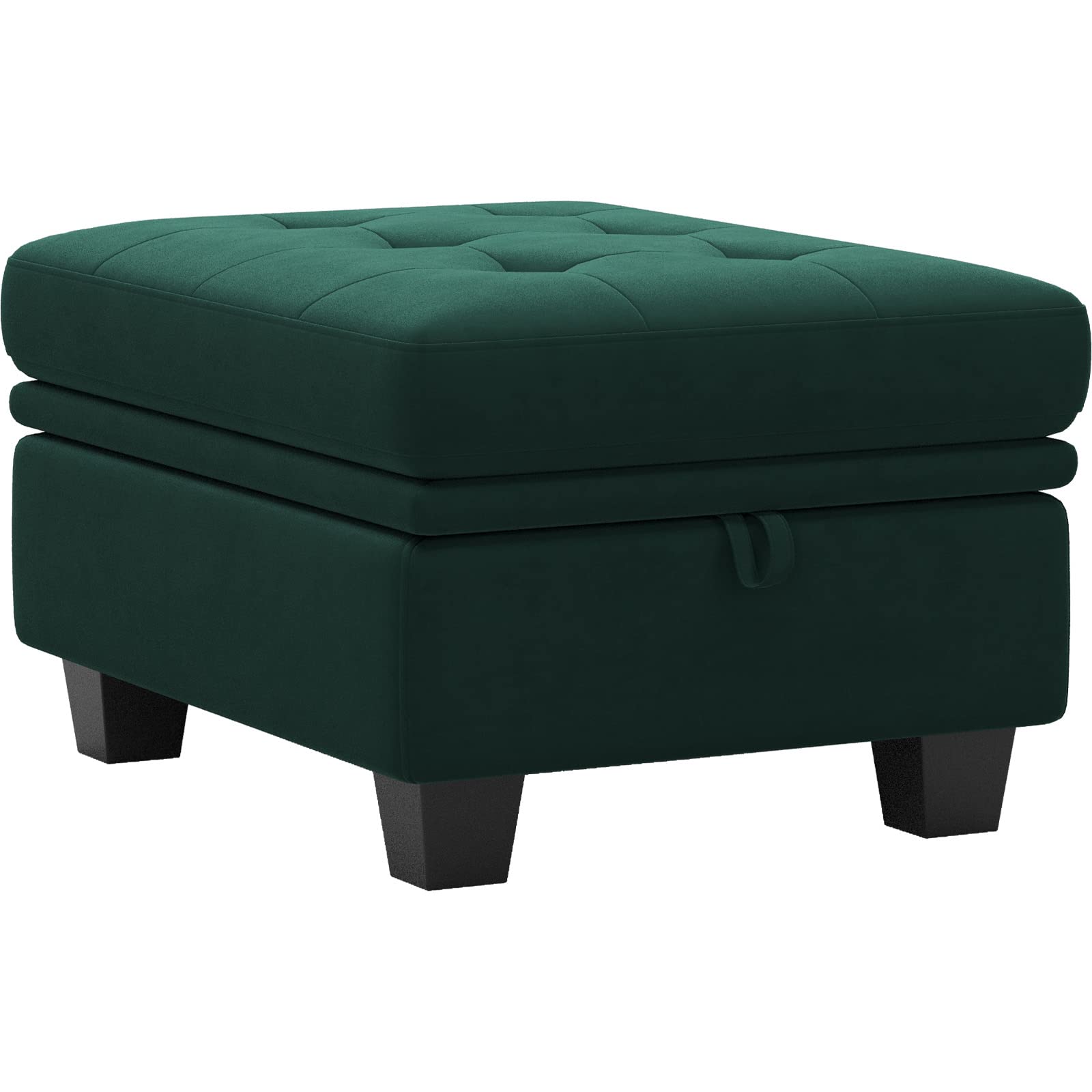 Belffin Velvet Ottoman Module with Storage for Modular Sofa Sectional Couch Rectangular Ottoman with Storage Ottoman Bench Footstool Green