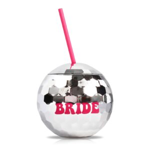 mgupzao bride disco ball cocktail cup with pink straw set of 1 bachelorette party gift for bridal last hoedown bachelorette party decorations