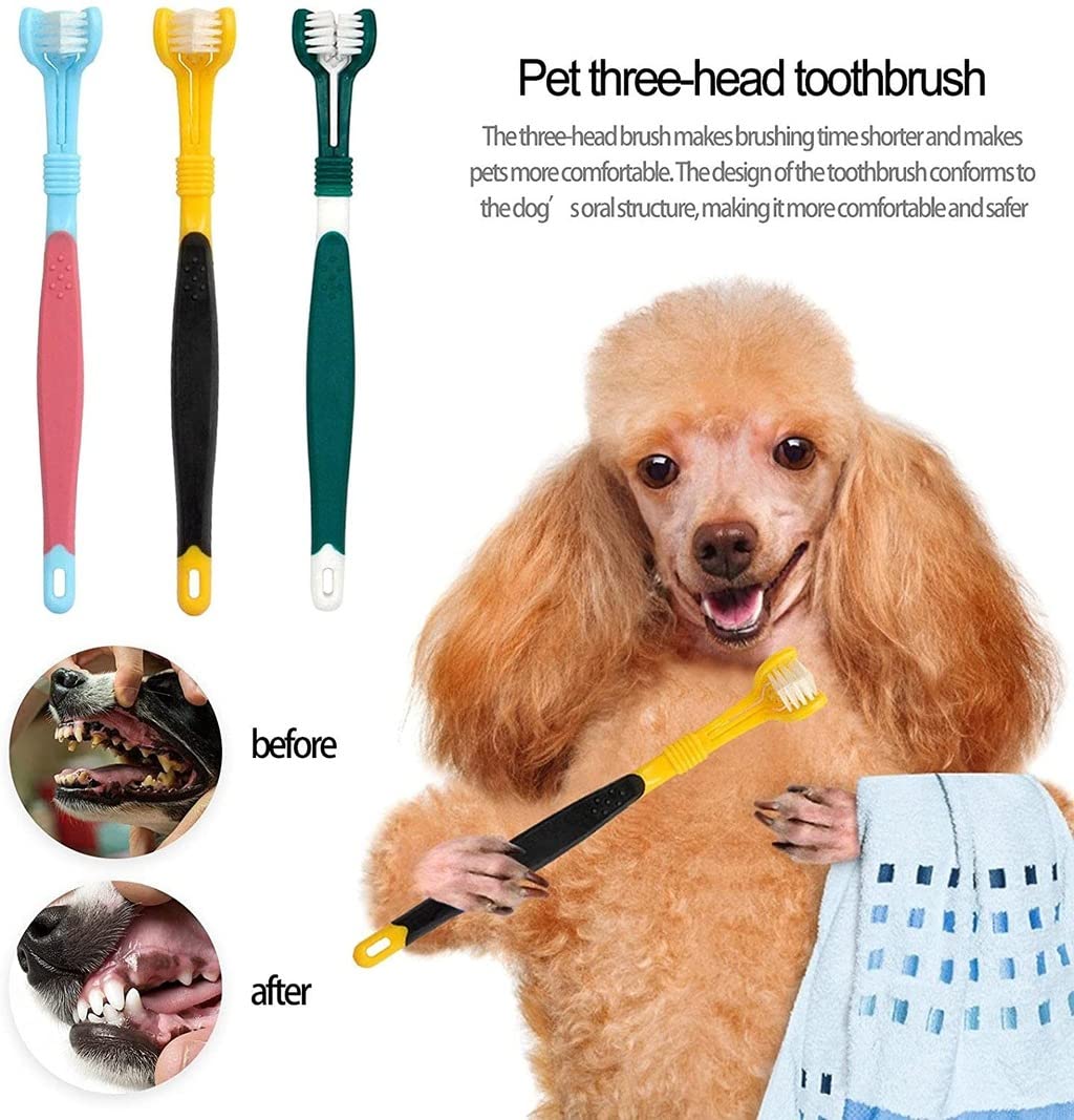 Dog Toothbrush, Triple Headed Toothbrush Dog Toothbrush for Pet ...