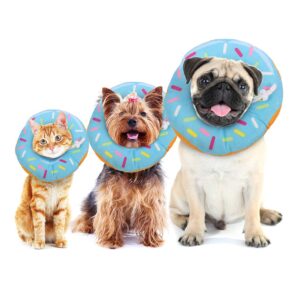 FRIUSATE Cat Cone Collar Soft, Cat Recovery Collar Cute Cat Donut Adjustable Elizabethan Cone Cat Cones to Stop Licking Comfortable Lightweight Neck Cone for Cats Kittens After Surgery