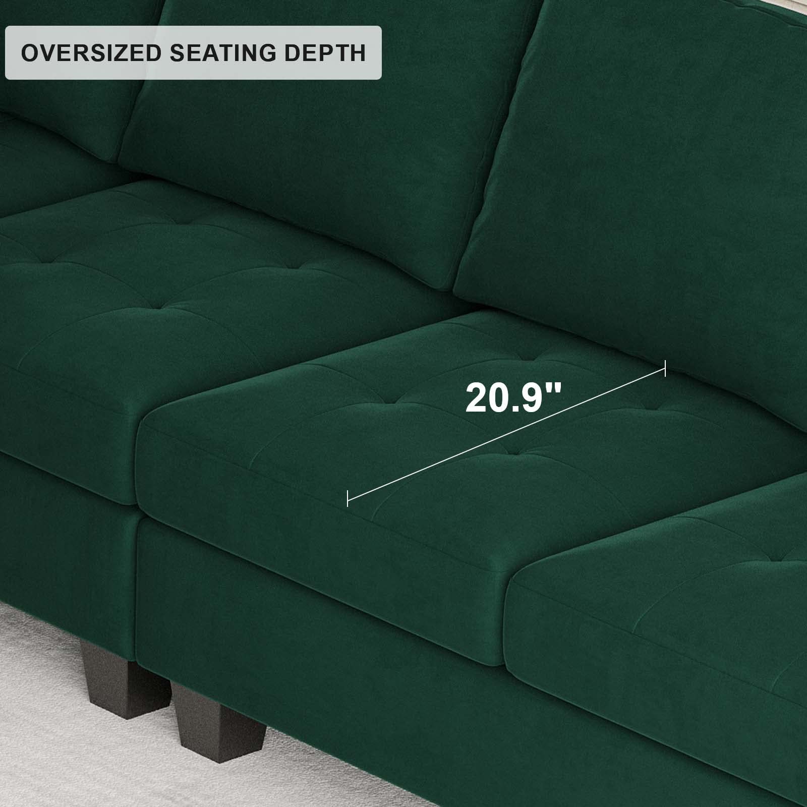 Belffin Velvet Corner Seat Module for Modular Sectional Sofa Couch Corner Sofa Couch Chair Green