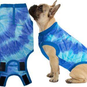 Wabdhaly Dog Zipper Recovery Suit for Male Neuter Surgery,Female Spay Recover Onesie,Dogs Abdominal Wounds Sutures Bodysuit,E-Collar & Cone Alternative Surgical Medium Recovery Suit,Tie Dye Blue M