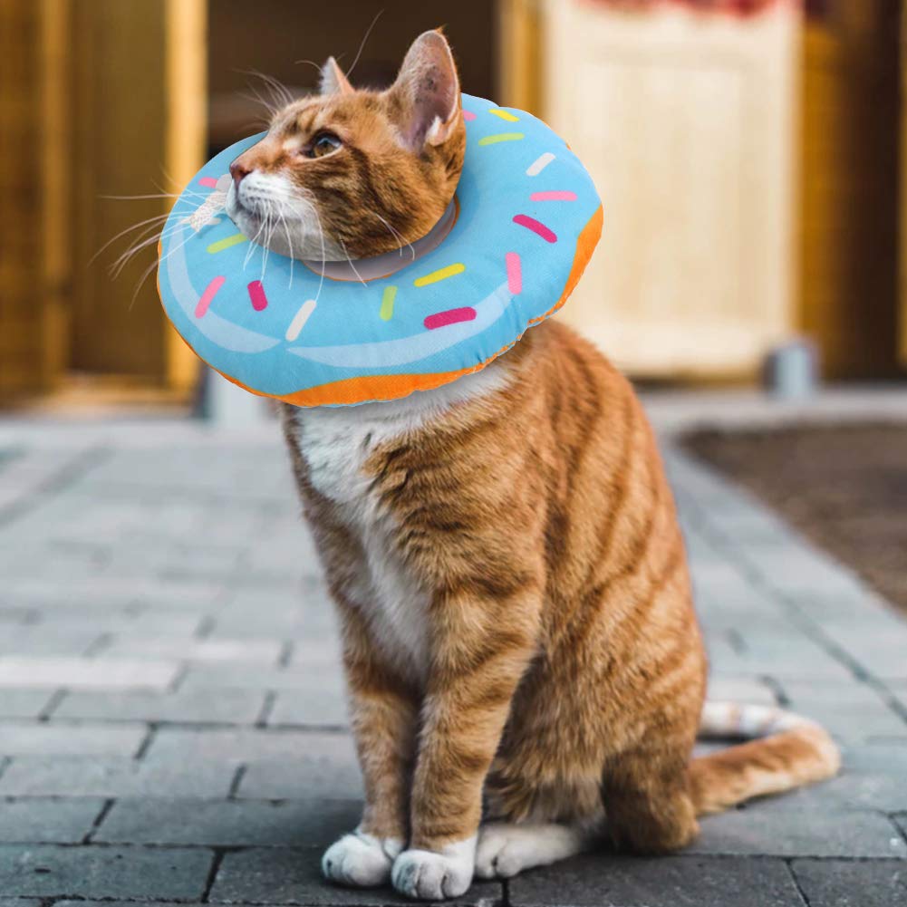 FRIUSATE Cat Cone Collar Soft, Cat Recovery Collar Cute Cat Donut Adjustable Elizabethan Cone Cat Cones to Stop Licking Comfortable Lightweight Neck Cone for Cats Kittens After Surgery