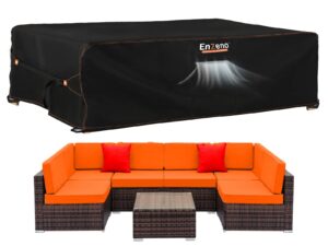 enzeno patio furniture set cover, outdoor sectional sofa couch set covers waterproof, garden dining table chair set cover outside rectangular heavy duty weatherproof 126" l x 63" w x 28" h black…