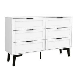 TaoHFE 6 Drawer Dresser for Bedroom Modern White Chest of Drawers for Nursery Wood Dresser for Kids Horizontal Dressers & Chests of Drawers for Bedroom Living Room (White/ 6 Drawer)