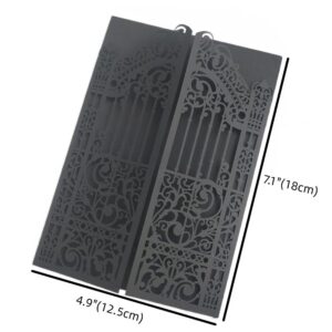 MillaSaw Black Fence Laser Cut Invitations For Weddings Engagement Mermaid Birthday Party Gate Fold Design 25 Sets (black, 4.9"x7.1")