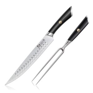 cangshan elbert series german steel forged 2-piece carving set (black)