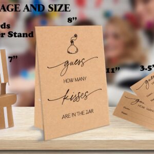 Guess How Many Kisses Are in the Jar Game-1 Standing Sign and 50 Guessing Cards, Kraft Bridal Shower Games, Baby Shower Sign, for Boys Girls Baby Shower Favors and Weddings Party Decoration-21