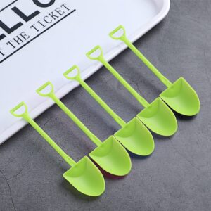 Ouliget Mini Shovel Shape Spoons,Cute Disposable Plastic Dessert Spoons,Ice Cream Dessert Spoon Shovels,100 Pieces,Green,4.7 Inch.