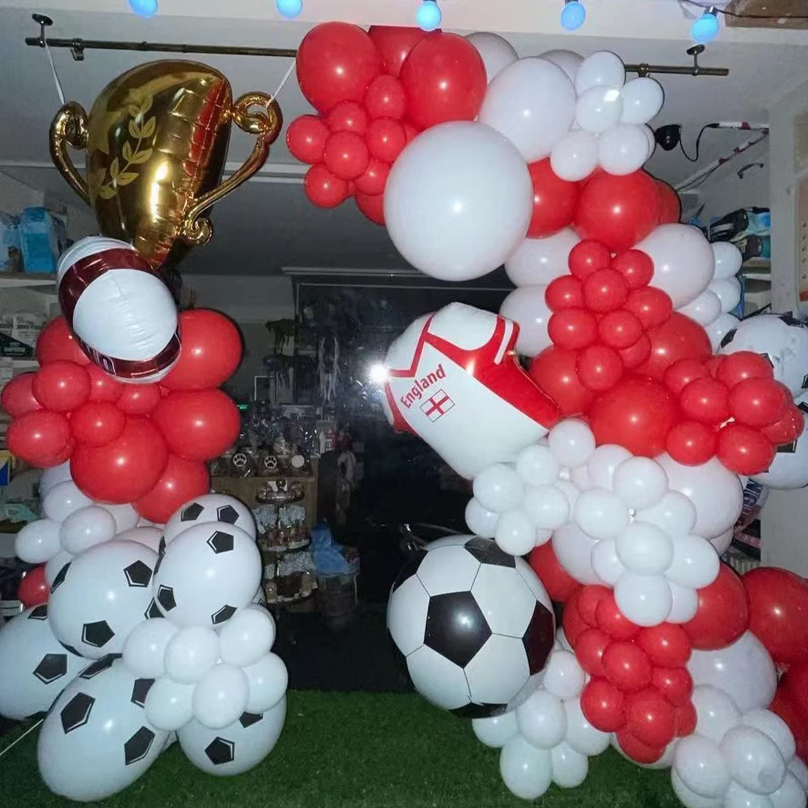 Red and White Balloon Arch Kit, Red and White Balloon Garland Kit, Red and White Latex Balloons Different Sizes 18/12/10/5 inch for Bridal Shower Engagement Anniversary Bachelorette Party Decorations