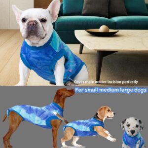 Wabdhaly Dog Zipper Recovery Suit for Male Neuter Surgery,Female Spay Recover Onesie,Dogs Abdominal Wounds Sutures Bodysuit,E-Collar & Cone Alternative Surgical Medium Recovery Suit,Tie Dye Blue M