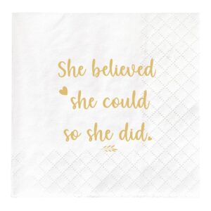 she believed she could so she did napkins, graduation napkins decorations for girls her, college high school graduation party decoration gift, 2023 graduation party decorations (4.5 x 4.5 in, 50pcs)