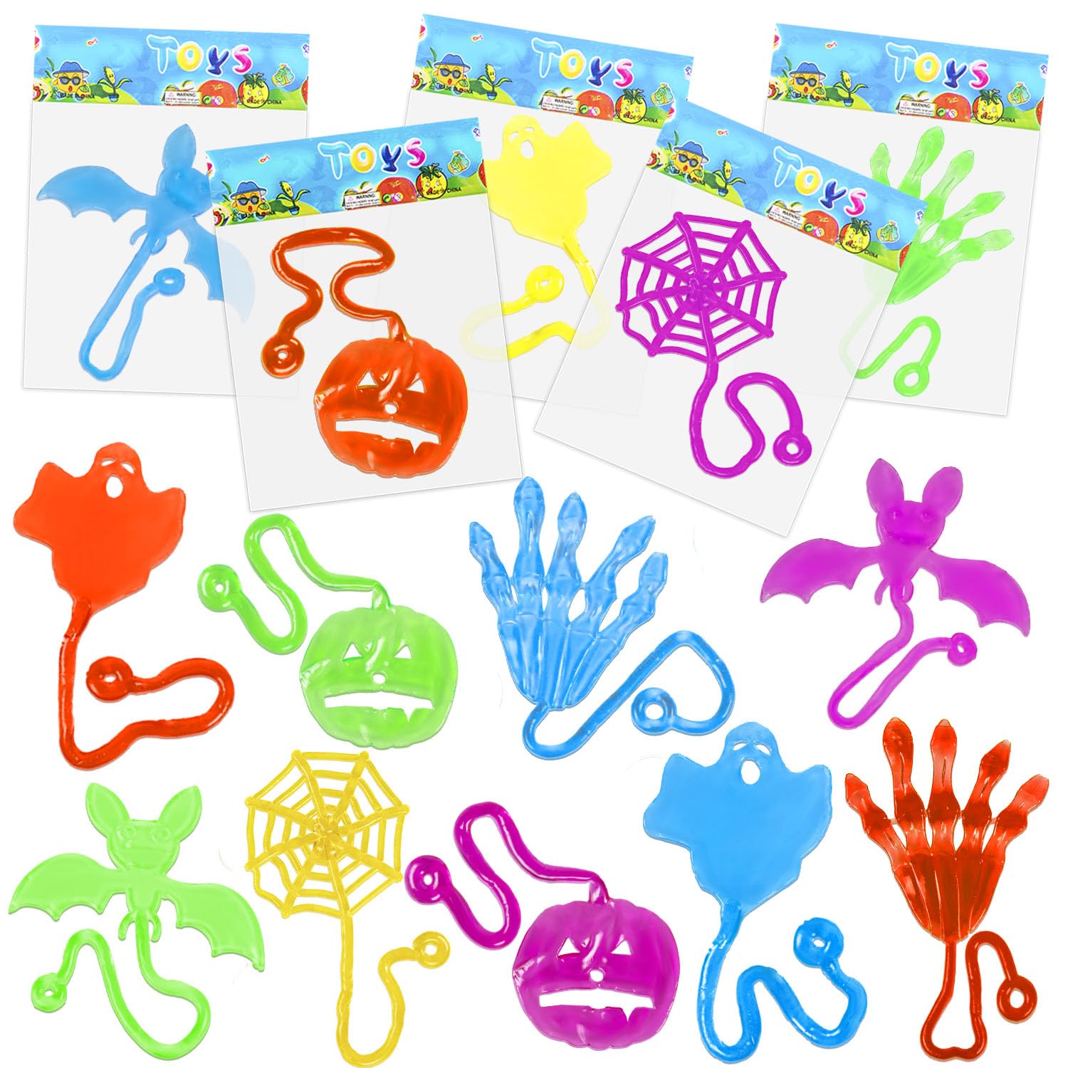 50 PCS Halloween Stretchy Sticky Hands Party Favors For Kids 4-8,Glitter Sticky Hands Toys, Treasure Box Fillers and Classroom Prizes,Halloween Party Favors,Birthday Parties,Toys for Sensory Kids