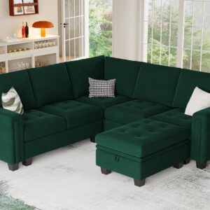 Belffin Velvet Corner Seat Module for Modular Sectional Sofa Couch Corner Sofa Couch Chair Green