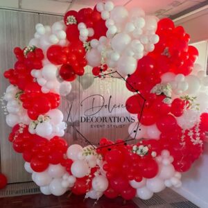 Red and White Balloon Arch Kit, Red and White Balloon Garland Kit, Red and White Latex Balloons Different Sizes 18/12/10/5 inch for Bridal Shower Engagement Anniversary Bachelorette Party Decorations