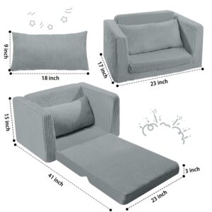 MeMoreCool Kids Couch Fold Out, Flip Out Kids Sofa Chair, Foldable Toddler Couch for Girls Boys, Children Convertible Sofa to Lounger Pull Out Kids Couch for Playroom, Folding Toddler Sofa