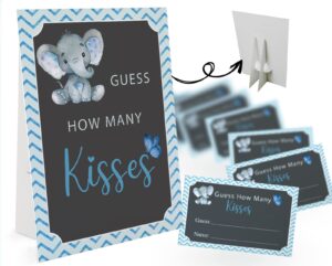 guess how many kisses are in the jar game-1 standing sign and 50 guessing cards, elephant bridal shower games, baby shower sign, for boys girls baby shower favors and weddings party decoration-19