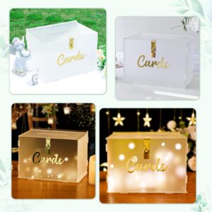 OurWarm Frosted Acrylic Wedding Card Box with Lock, Large Gift Card Box for Wedding Reception with Slot and String Light, Envelope Money Card Box for Party Graduation Baby Shower Birthday Decorations