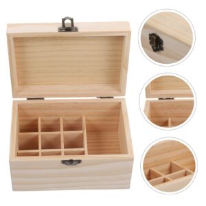 HONMEET Box wooden essential oil case delicate wooden pine essential oil box bead pine wood essential oil bottle container Multiple slots nail polish holder Bottled essential oil storage