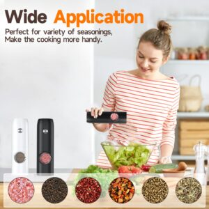 Electric Salt and Pepper Grinder Set (2 Pack), USB Rechargeable One Hand Operation, Adjustable Coarseness Mill Grinders Shakers LED Light, Automatic Pepper Grinder for Kitchen Gadgets Gifts