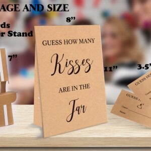 Guess How Many Kisses Are in the Jar Game-1 Standing Sign and 50 Guessing Cards, Kraft Bridal Shower Games, Baby Shower Sign, for Boys Girls Baby Shower Favors and Weddings Party Decoration-22