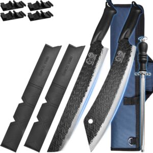 xyj portable chef knife set professional,since 1986,culinary cooking knife,camping slicing vegetable knives with cover,bag,sharpening stick,full tang for mom dad