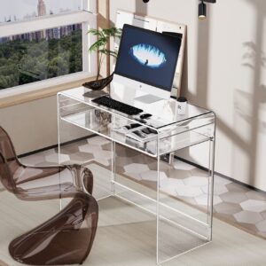 solaround Acrylic Desk Laptop Study Table Home Office Console Table Entrance Table, 33.5'' x 15.7'' x 29.5'' (Clear)