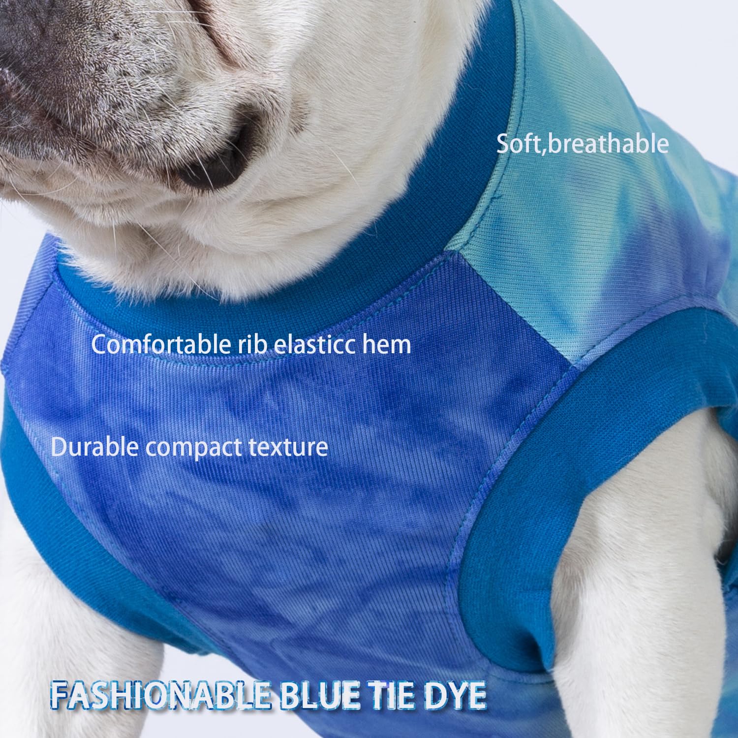 Wabdhaly Dog Zipper Recovery Suit for Male Neuter Surgery,Female Spay Recover Onesie,Dogs Abdominal Wounds Sutures Bodysuit,E-Collar & Cone Alternative Surgical Medium Recovery Suit,Tie Dye Blue M