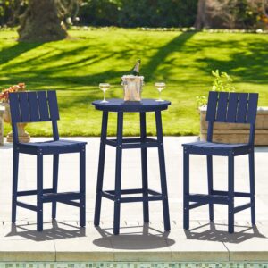 Homenjoy Patio Bar Stools Set of 2, HDPE Weather Resistant Tall Adirondack Chair, Heavy Duty Bar Height Adirondack Chairs with Footrest, 27.8 inch High Balcony Chair for Deck Pool, Navy