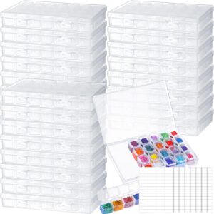 ripeng 24 pack 672 slots diamond painting storage containers bulk, 28 grids bead organizer box diamond painting accessories boxes diamond art embroidery storage with 960 label stickers