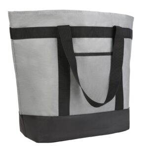 civjet insulated reusable tote bag for grocery shopping for women/men, pizza/food delivery bag to keep food cold/hot for uber eats/doordash/grubub, cooler bags for travel/beach/picnic, grey