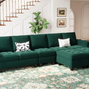 Belffin Velvet Corner Seat Module for Modular Sectional Sofa Couch Corner Sofa Couch Chair Green