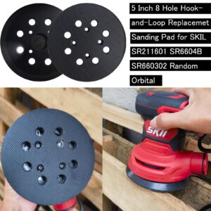 2 Pack 5 Inch 8 Hole Hook-and-Loop Replacemet Sanding Pad for SKIL SR211601 SR6604B SR660302 Random Orbital 5” Sander Pad