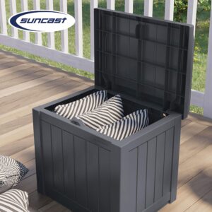 Suncast 22-Gallon Indoor or Outdoor Backyard Patio Small Storage Deck Box with Attractive Bench Seat and Reinforced Lid, Cyberspace (2 Pack)