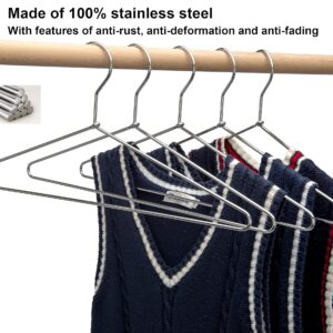 Solid Heavy Duty Metal Shirt Coat Hangers, Stainless Steel Clothes Hanger with Polished Chrome, Space Saving Clothing Hanger 17 Inch Silver Metal Wire Hanger 20 Pack HL06C