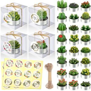 mtlee 24 set succulent cactus candles delicate cactus tealight candle decorative unscented mini plant candle for thanksgiving christmas baby shower fiesta party favor home decor spa birthday wedding